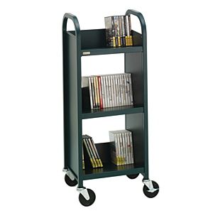 Steel end of range book trolley with double side 6 slop shelves ...